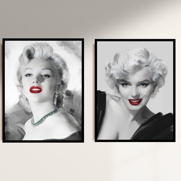 Marilyn Monroe Art Marilyn Monroe Red Lips Art Set Framed 1x85 7599